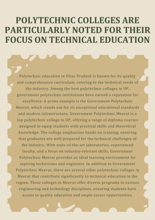 Polytechnic Colleges are Particularly Noted for their Focus on ...