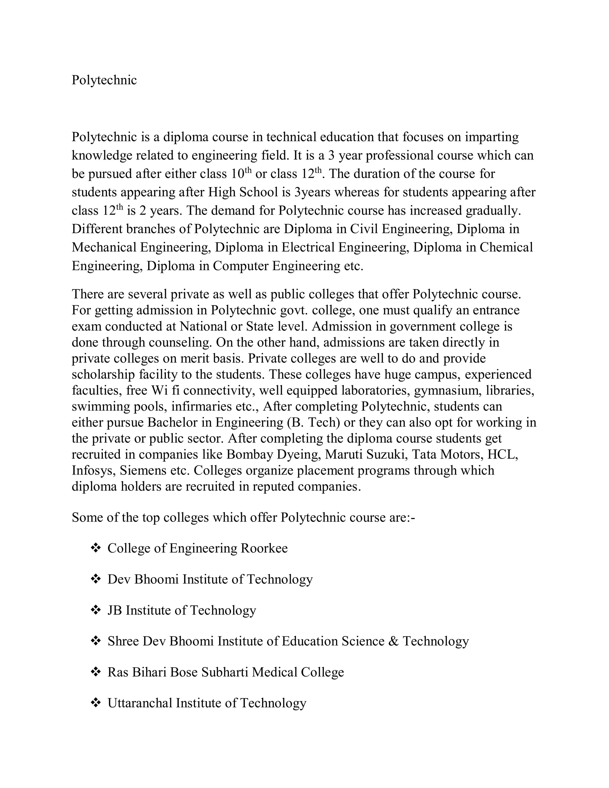 Polytechnic college | PDF