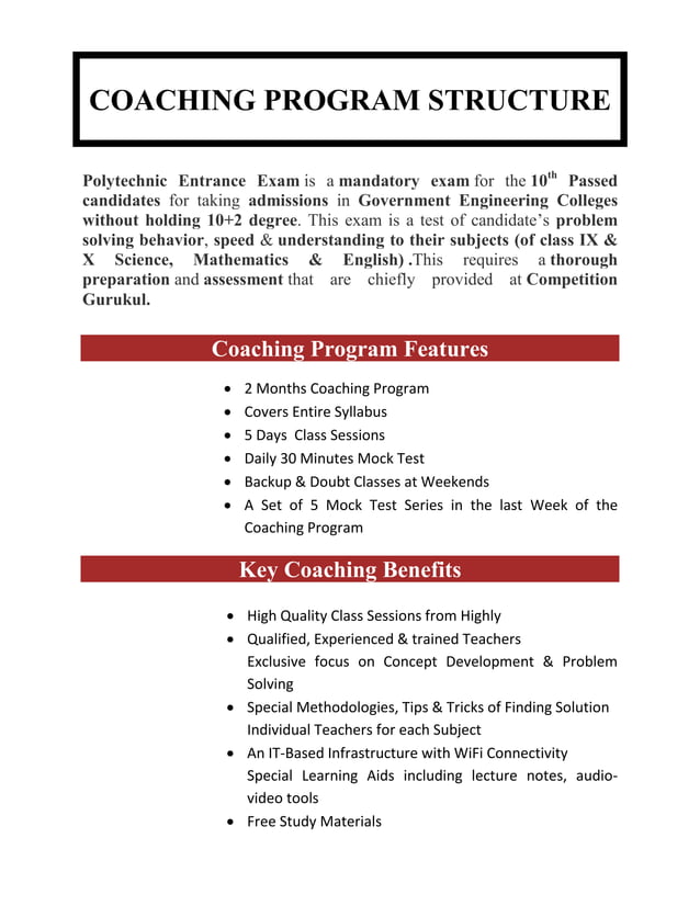 Polytechnic coaching in Delhi, Janakpuri | PDF