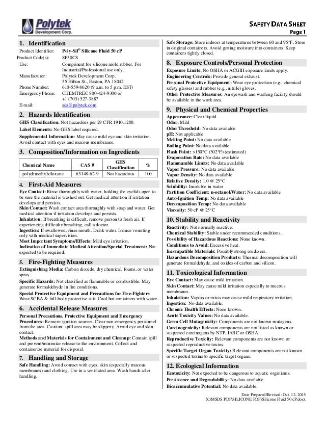 Poly-Sil® Silicone Fluid 50 | PDF