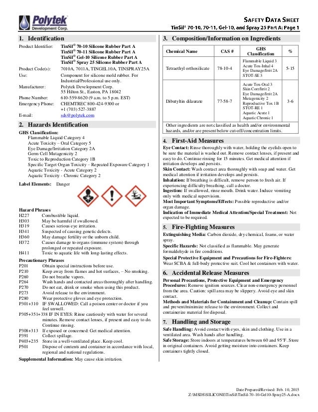 TinSil® 70-10 Silicone Rubber Part A | PDF