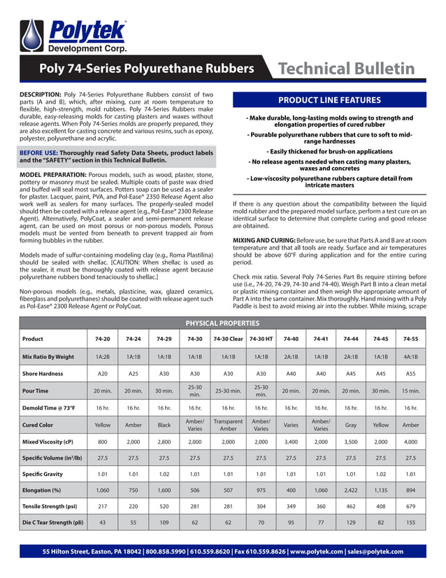 Poly 74-Series Polyurethane Rubbers | PDF