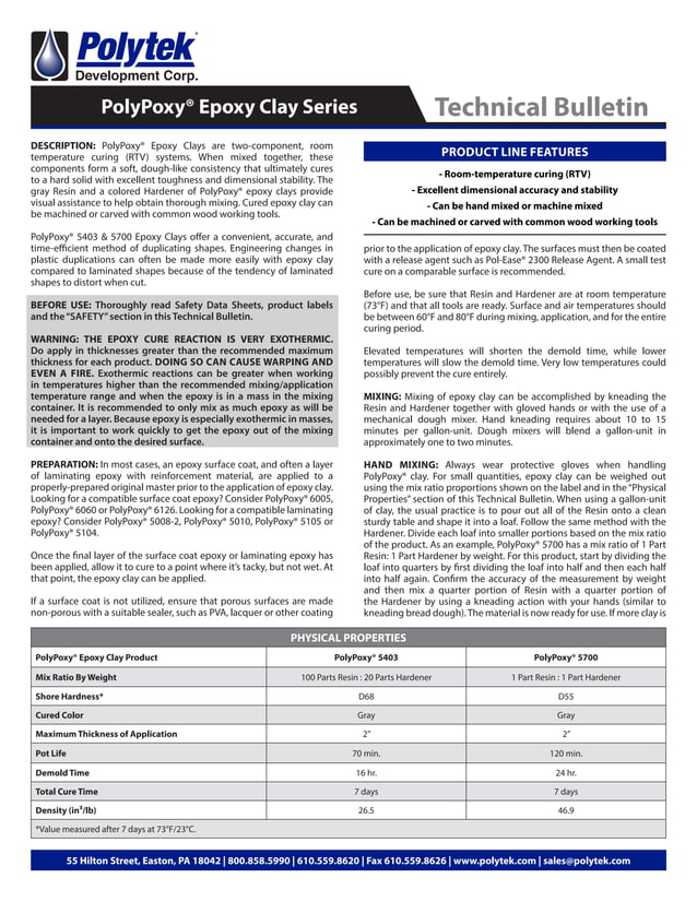 PolyPoxy® Epoxy Clay Series | PDF