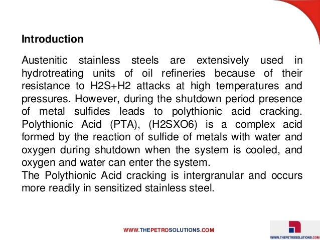 Avoiding Polythionic acid attack in Hydroprocessing Units | PPTX