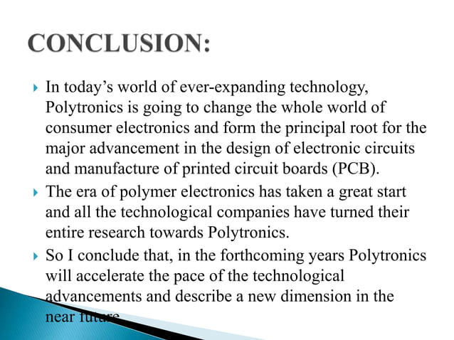over view of Polytronics ppt by jakeer | PPTX | Chemistry | Science
