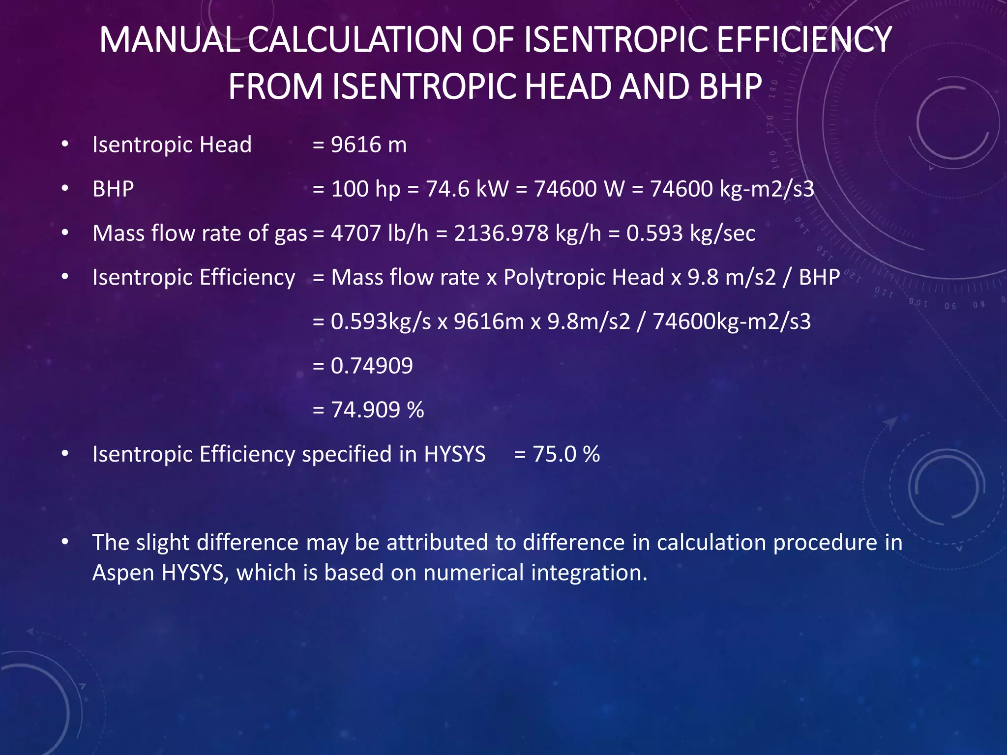 Presentation on Calculation of Polytropic and Isentropic Efficiency of natural gas compressors | PDF