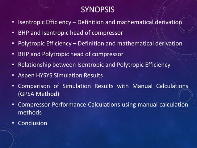 Presentation on Calculation of Polytropic and Isentropic Efficiency of natural gas compressors ...