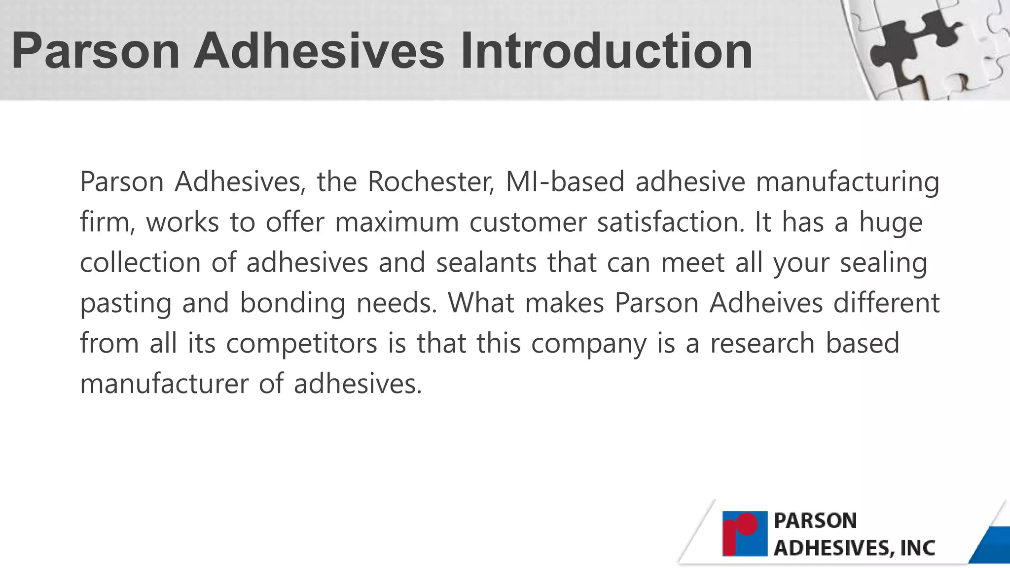 Polyurethane Adhesives - Parson Adhesives | PPTX