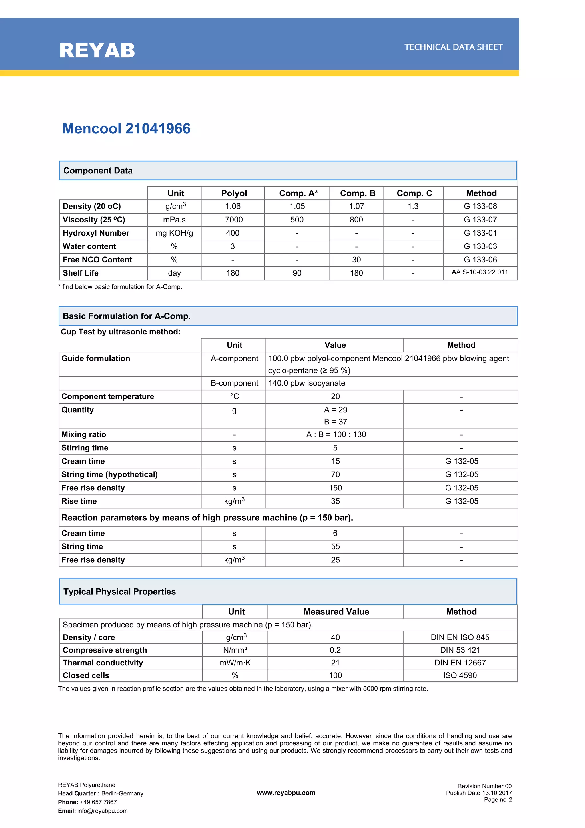 Polyurethane Foam Datasheet Template | PDF
