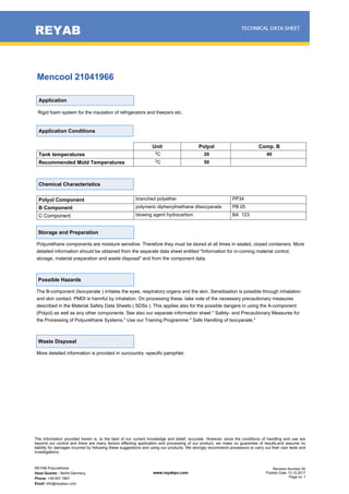 Polyurethane Foam Datasheet Template | PDF