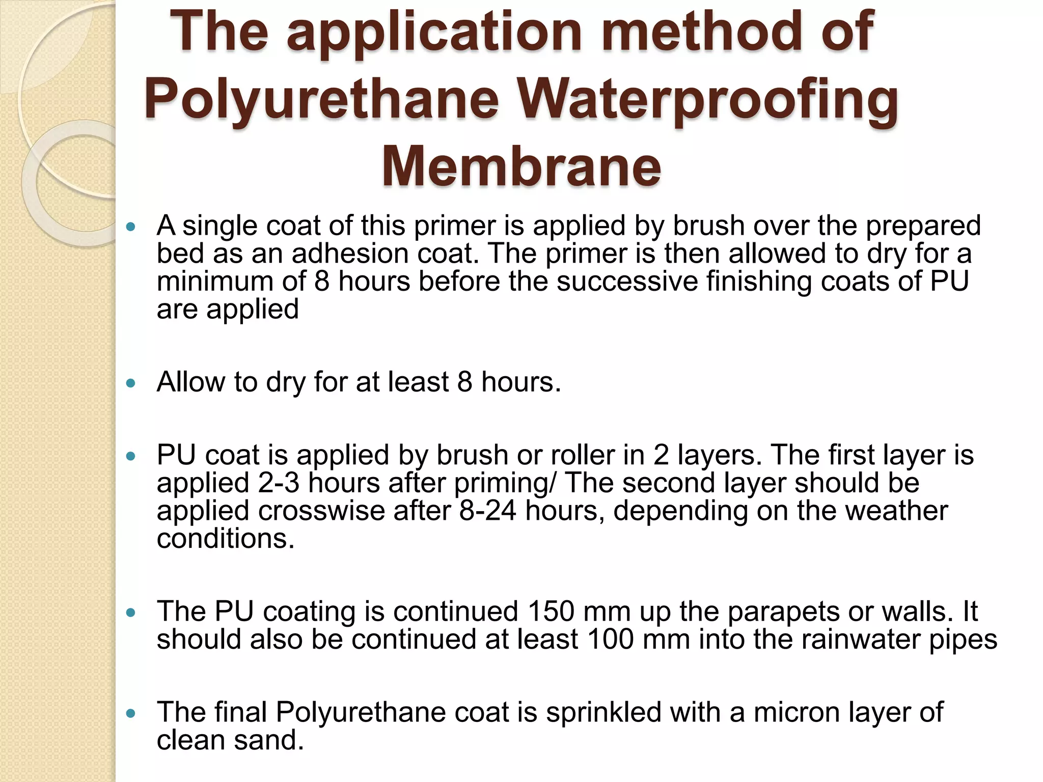 Polyurethane waterproofing membrane – advantages | PPTX