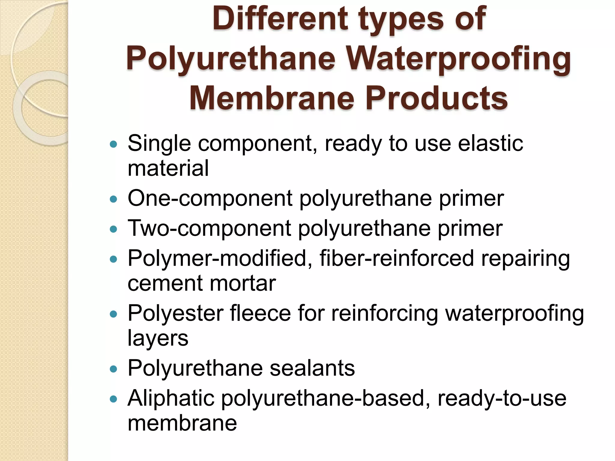 Polyurethane waterproofing membrane – advantages | PPTX