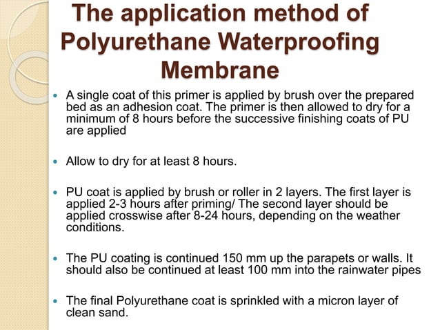 Polyurethane waterproofing membrane – advantages | PPT