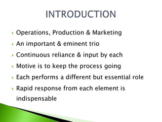 MARKETING AND PRODUCTION/OPERATIONS MANAGEMENT AN INTEGRATED APPROACH ...