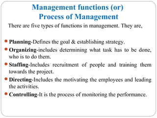 Principles of Management-BBA-1-SEM-Unit-1 Osmania University | PPT