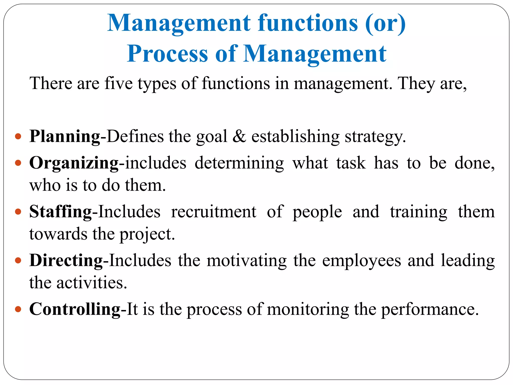 Pom unit-i, Principles of Management notes BBA I Semester OU | PPT