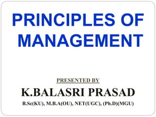 Pom unit-i, Principles of Management notes BBA I Semester OU | PPT