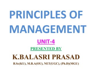 Pom unit-iv, Principles of Management notes BBA I Semester OU | PPT