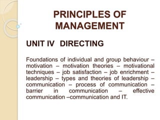 Principles of Management unit 4 | PPTX