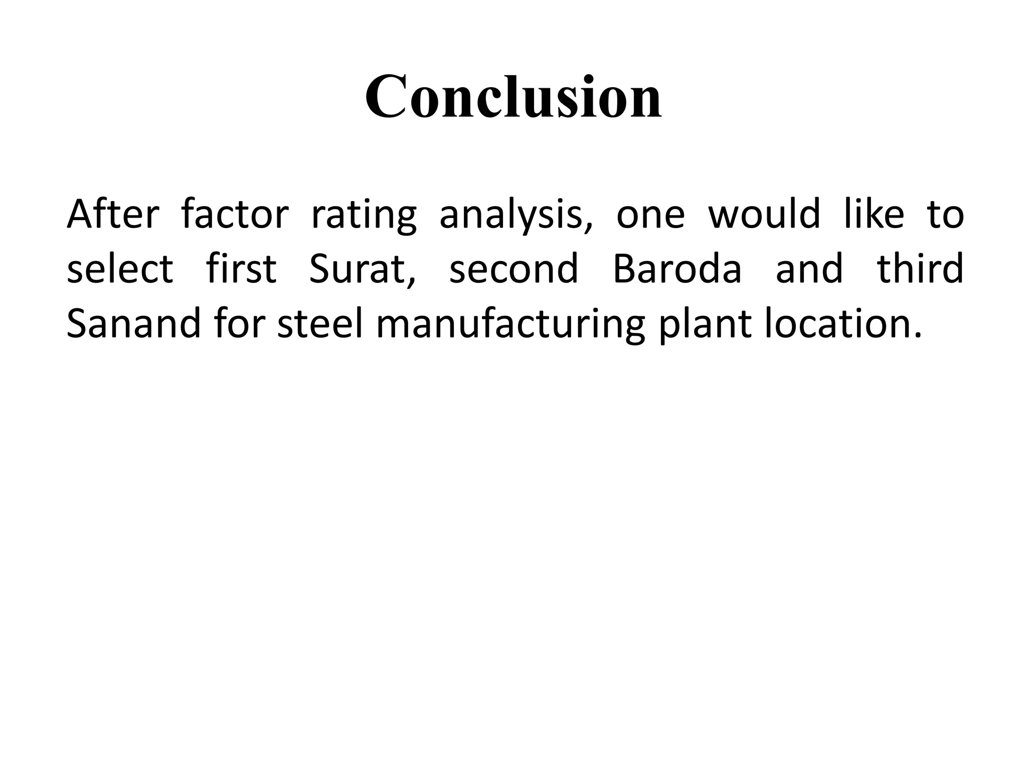 Selection of steel manufacturing factory location in Gujarat and factor ...