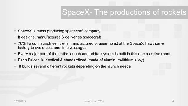 SpaceX | PPTX | Manufacturing Industry | Industries