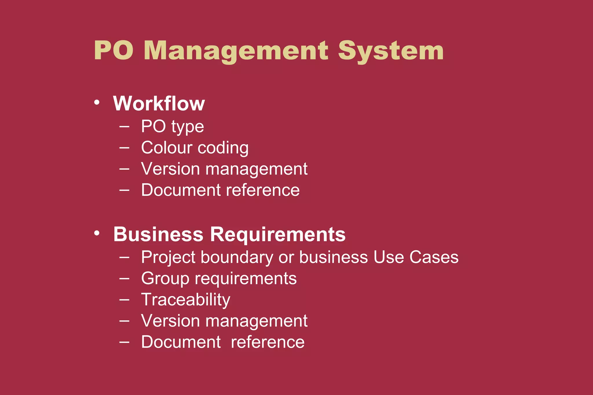 Po Management | PPT