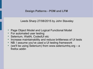Design Patterns - LFM and POM | PPT