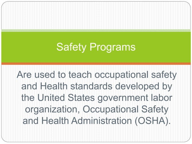 Major Considerations in Setting up Safety Program | PPT