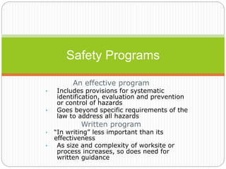 Major Considerations in Setting up Safety Program | PPT