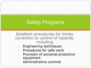 Major Considerations in Setting up Safety Program | PPT