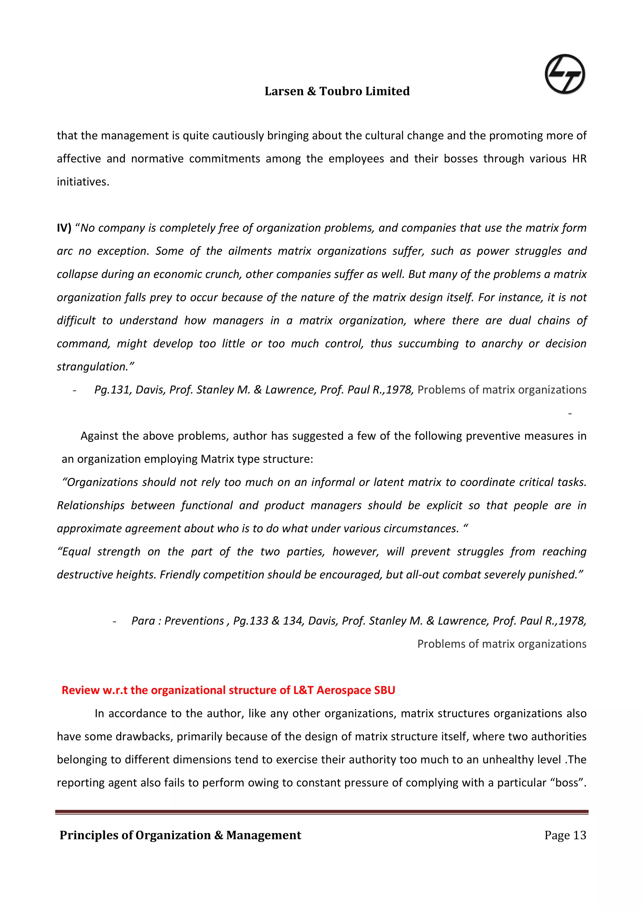 Organizational Structure & Leadership Style in M/s Larsen & Toubro , Mumbai. | PDF