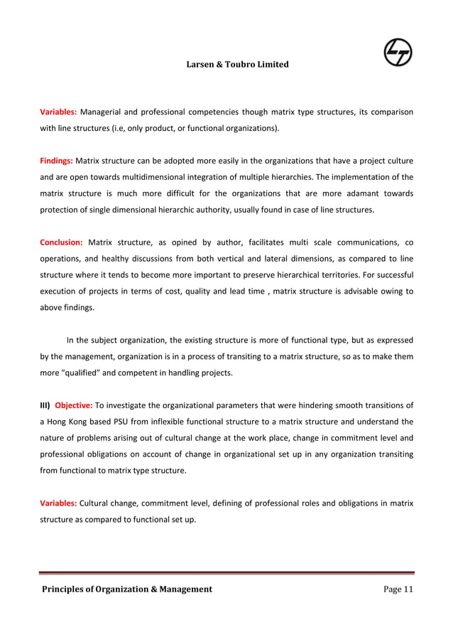 Organizational Structure & Leadership Style in M/s Larsen & Toubro ...