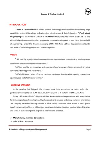 Organizational Structure & Leadership Style in M/s Larsen & Toubro ...
