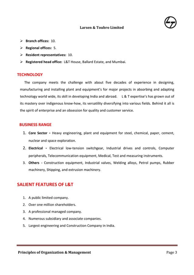 Organizational Structure & Leadership Style in M/s Larsen & Toubro ...