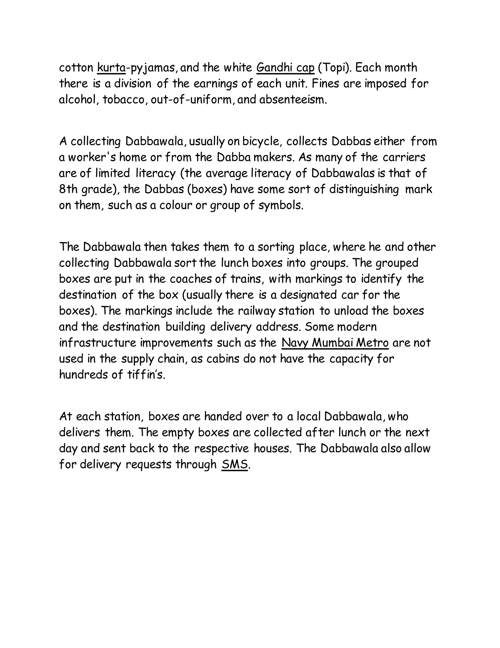Draft on the management of mumbai dabbawala | DOCX