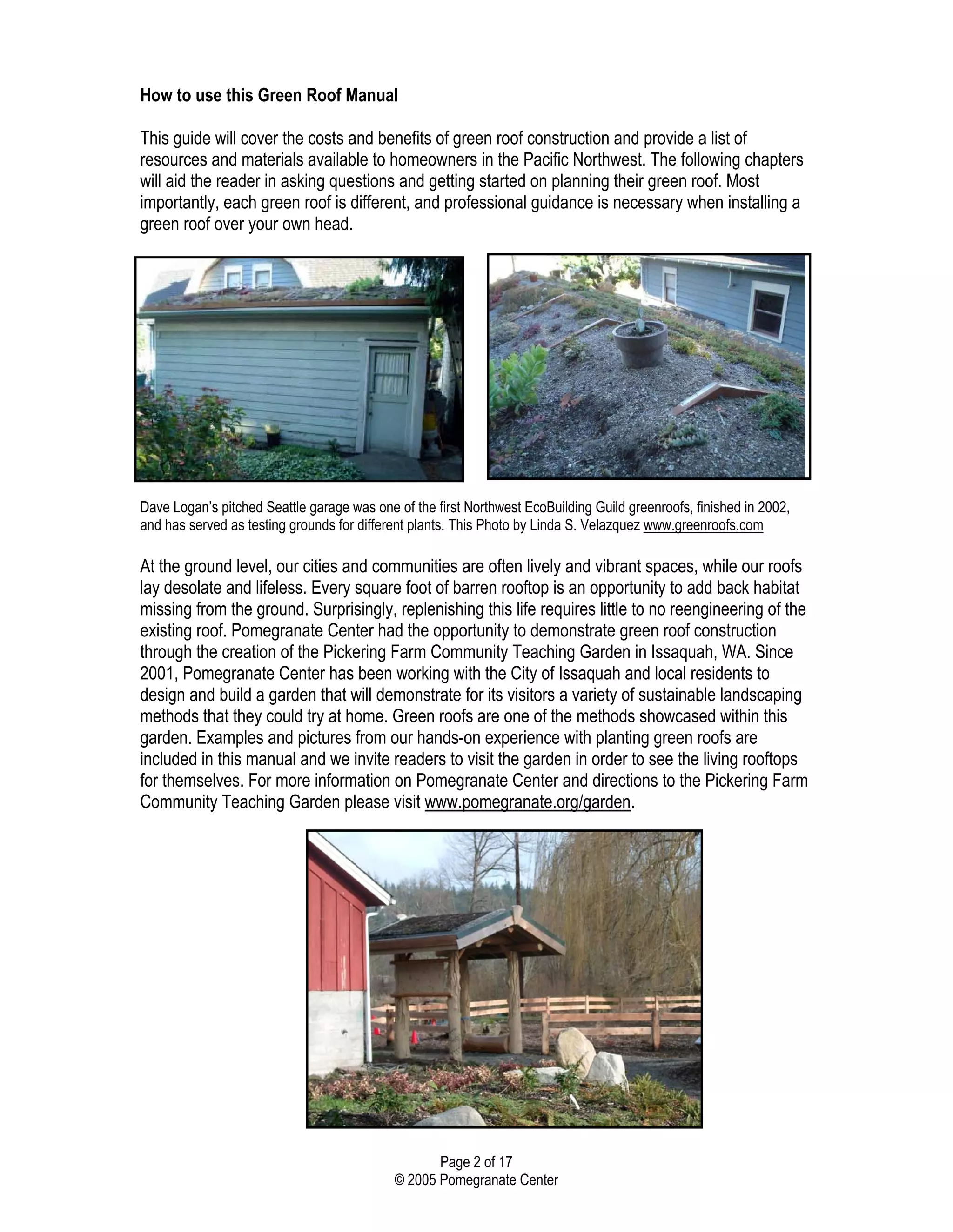 Pomegranate Center Green Roof Manual | PDF