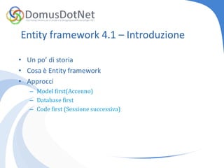 Pomeriggio Entity Framework - Database First | PPTX