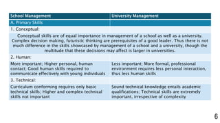 Principles of Management Applied: Management in a School and University ...