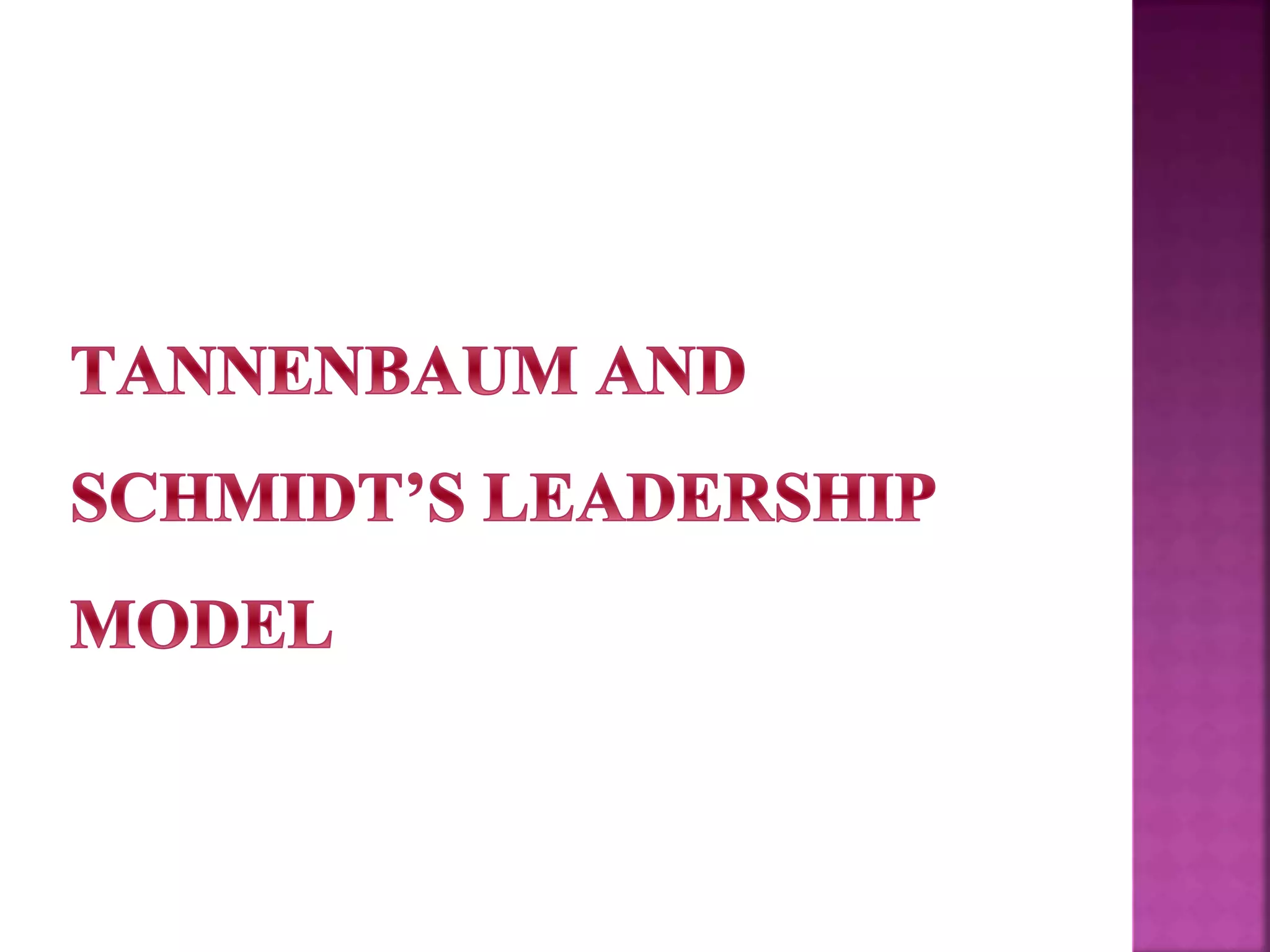 TANNENBAUM AND SCHMIDT’S LEADERSHIP MODEL | PPTX