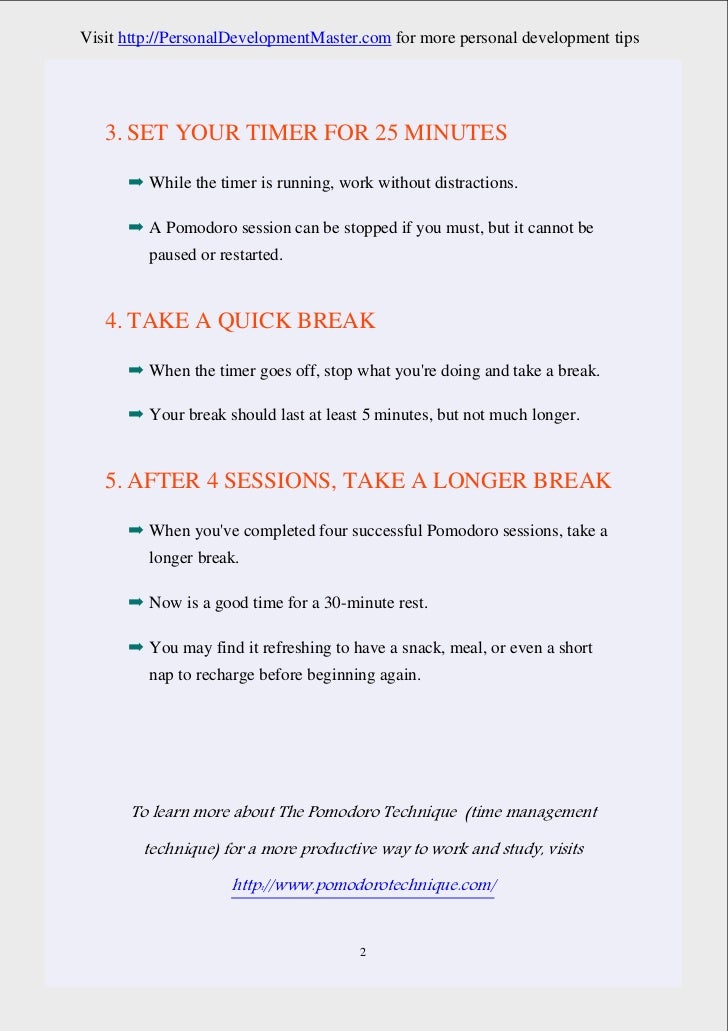 Pomodoro Technique Cheat Sheet