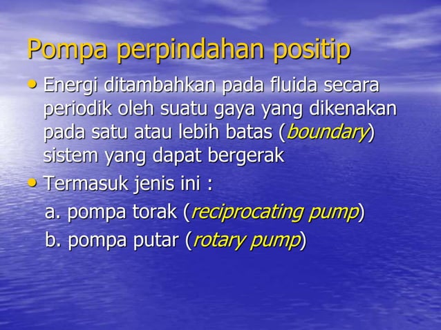 pembahasan jenis - jenis pompa pada jurusan teknik mekanik industri | PPT