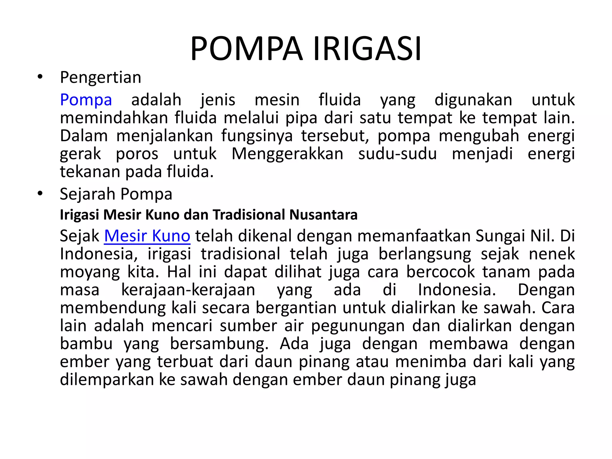 Pompa irigasi | PPTX