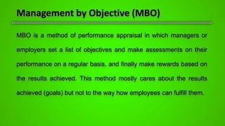 Principles of Management - Performance Appraisal methods | PPSX