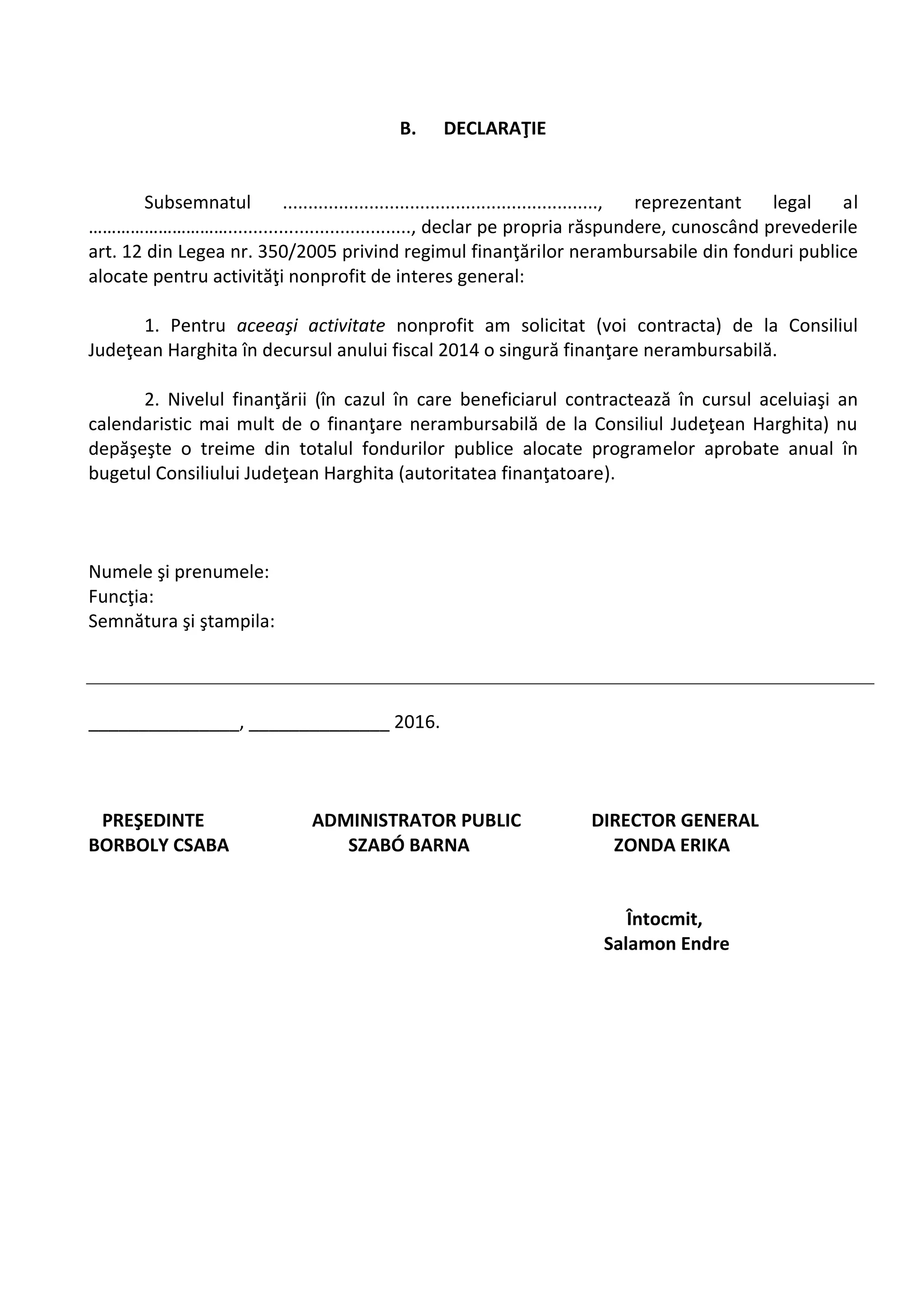 Pompieri cerere finantare 2016 | PDF