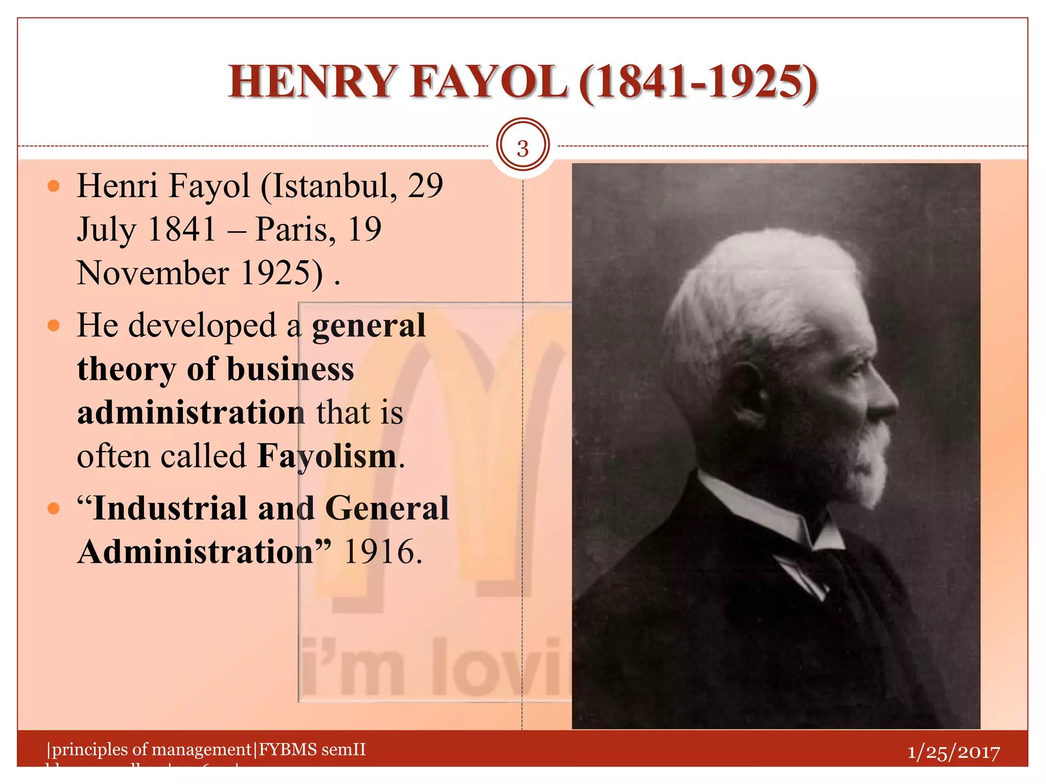 henry fayol's 14principels of management with respect to (McDonald's ...