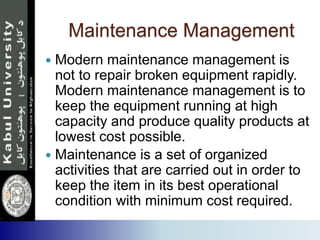 Maintenance Management (presentation) | PPTX