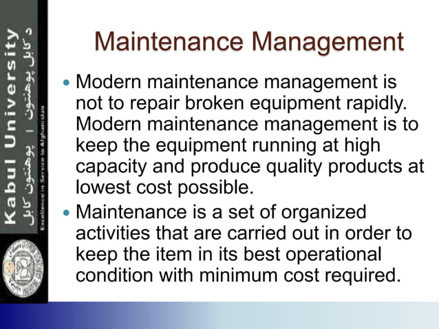 Maintenance Management (presentation) | PPTX | Mechanical and ...