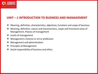 Principles of Management unit notes which can be used for MBA | PPTX