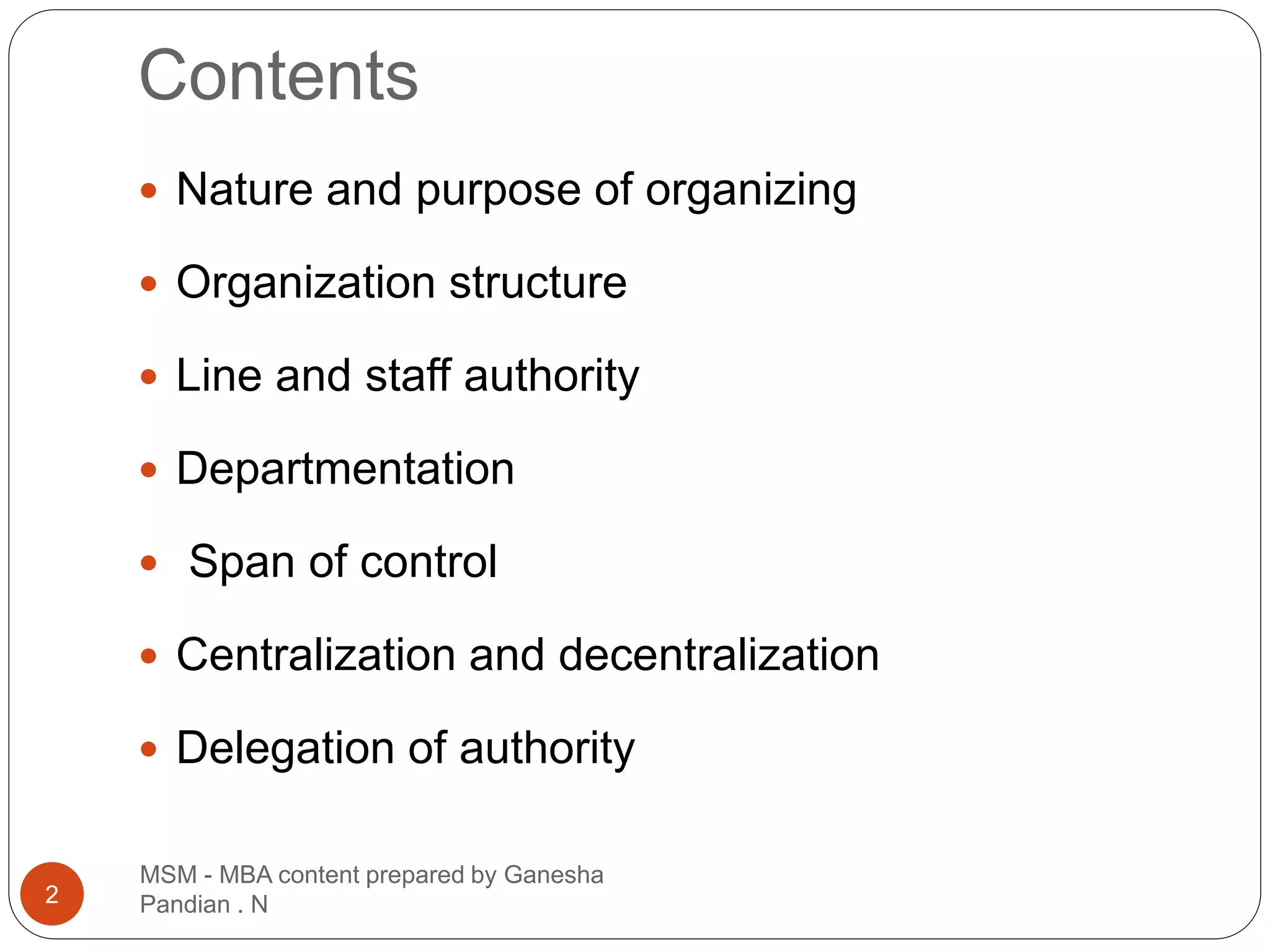 Principles of Management unit 3 organizing | PPTX