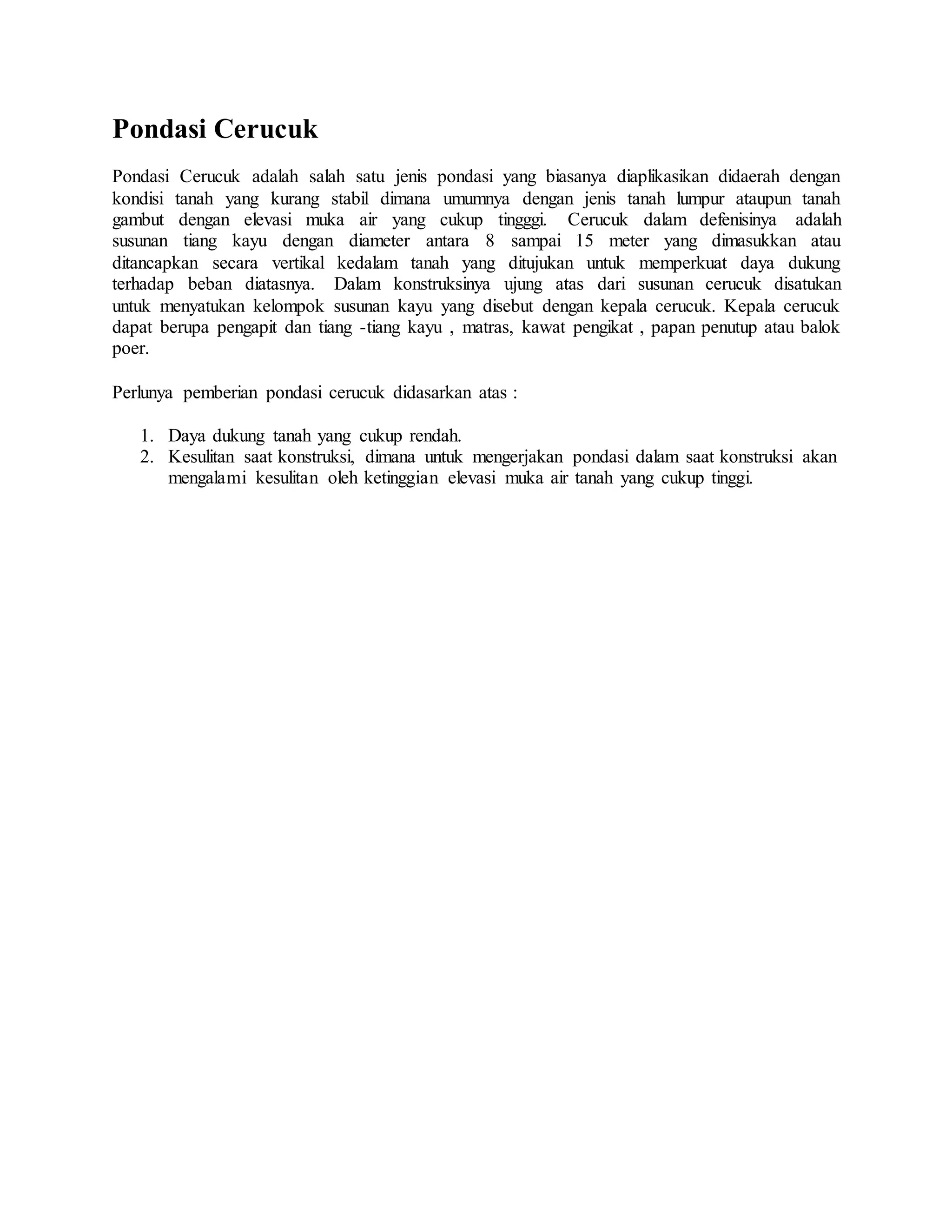 Pondasi cerucuk | DOCX
